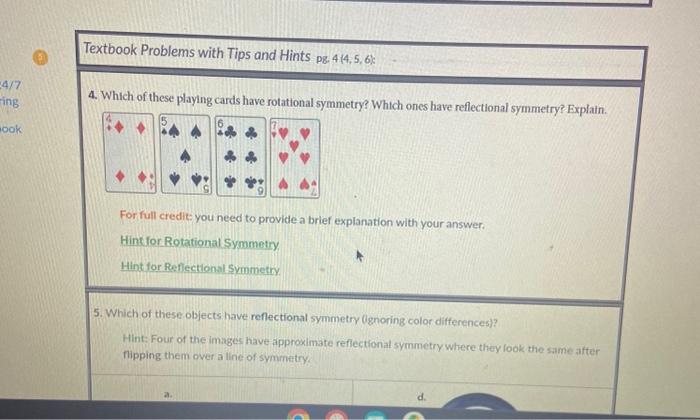 Solved 4. Which of these playing cards have rotational | Chegg.com