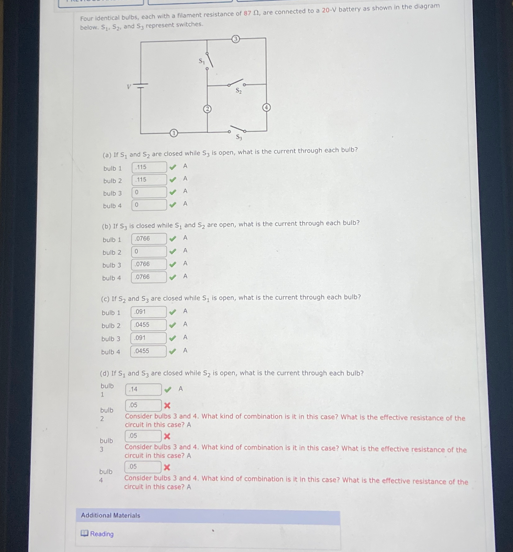 Solved Four identical bulbs, each with a filament resistance | Chegg.com