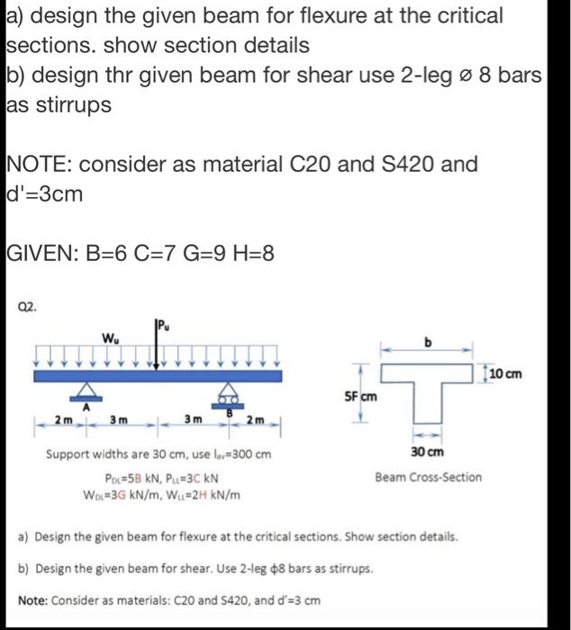 a) design the given beam for flexure at the critical | Chegg.com