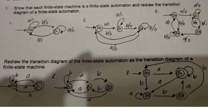 Solved 1. Show that each finite-state machine is a | Chegg.com