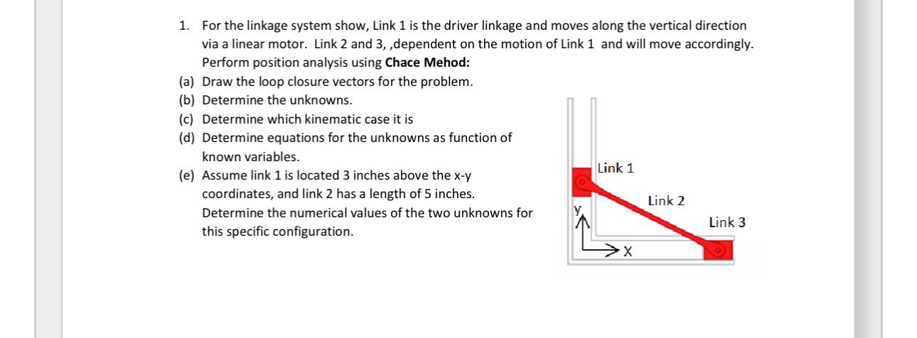 Solved For the linkage system show, Link 1 ﻿is the driver | Chegg.com