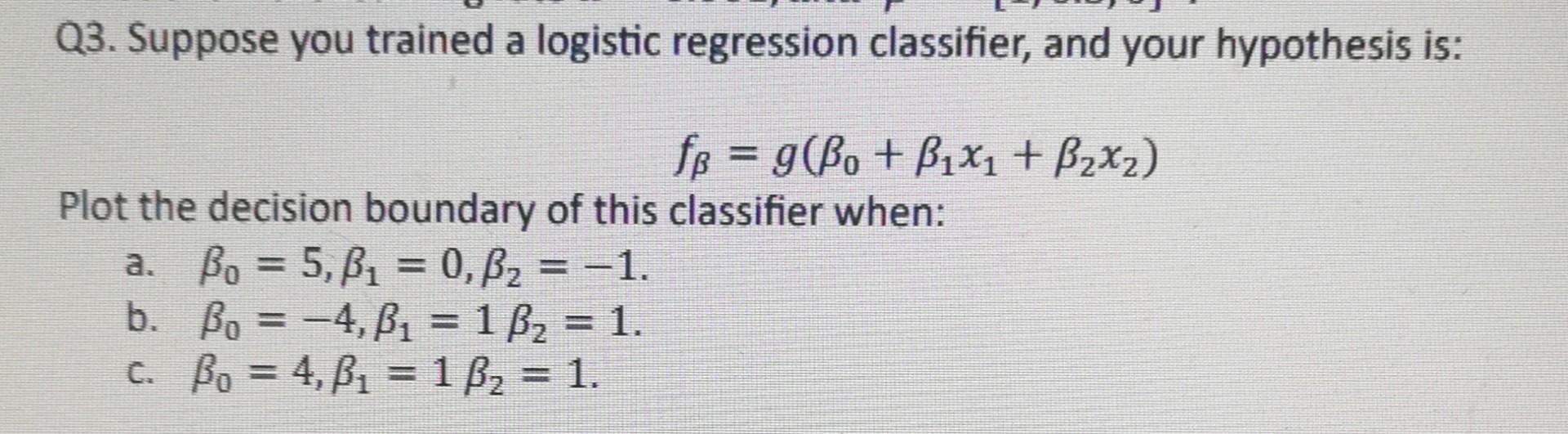 Q3 Suppose You Trained A Logistic Regression 