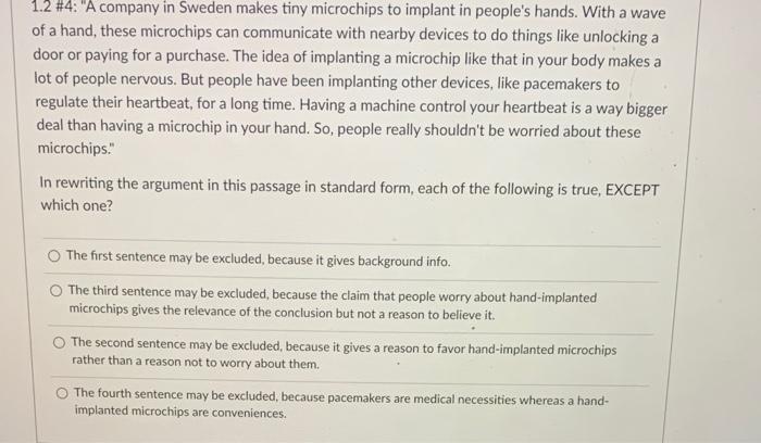 Solved 1.2 #4: "A company in Sweden makes tiny microchips to | Chegg.com
