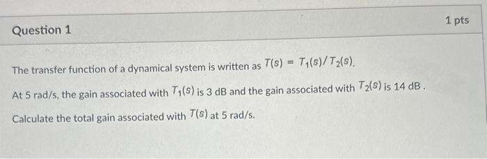 Solved The transfer function of a dynamical system is | Chegg.com