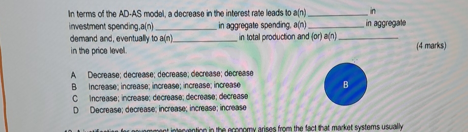 Solved In terms of the AD-AS model, a decrease in the | Chegg.com