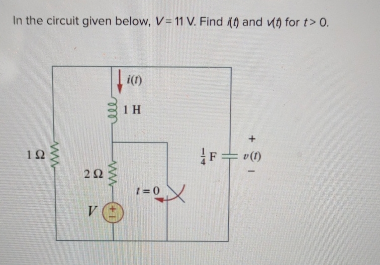Solved In the circuit given below, V=11V. ﻿Find i(t) ﻿and | Chegg.com