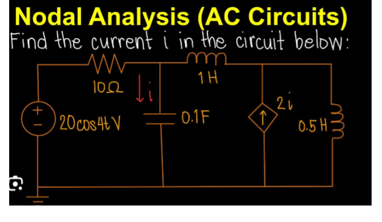 Nodal Analysis (AC Circuits)Find the current i in the | Chegg.com