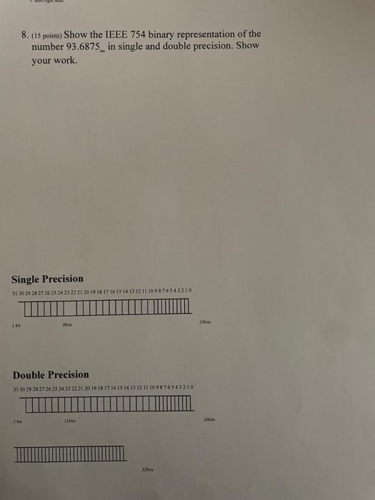 Solved 8. (1s points) Show the IEEE 754 binary | Chegg.com