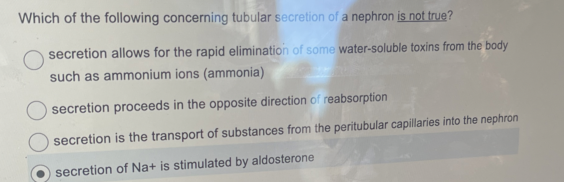 Solved Which of the following concerning tubular secretion | Chegg.com