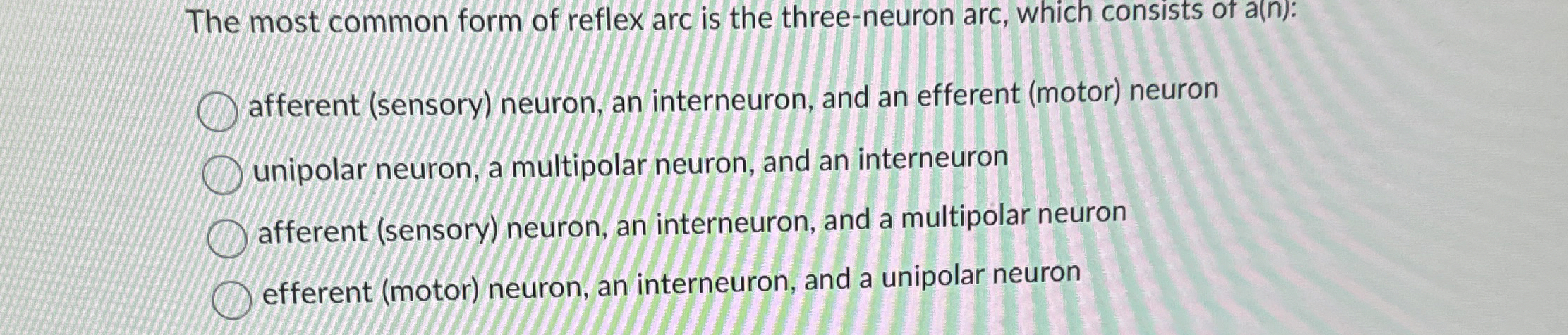 High Quality SOLUTION The most common form of reflex arc is the | Chegg.com