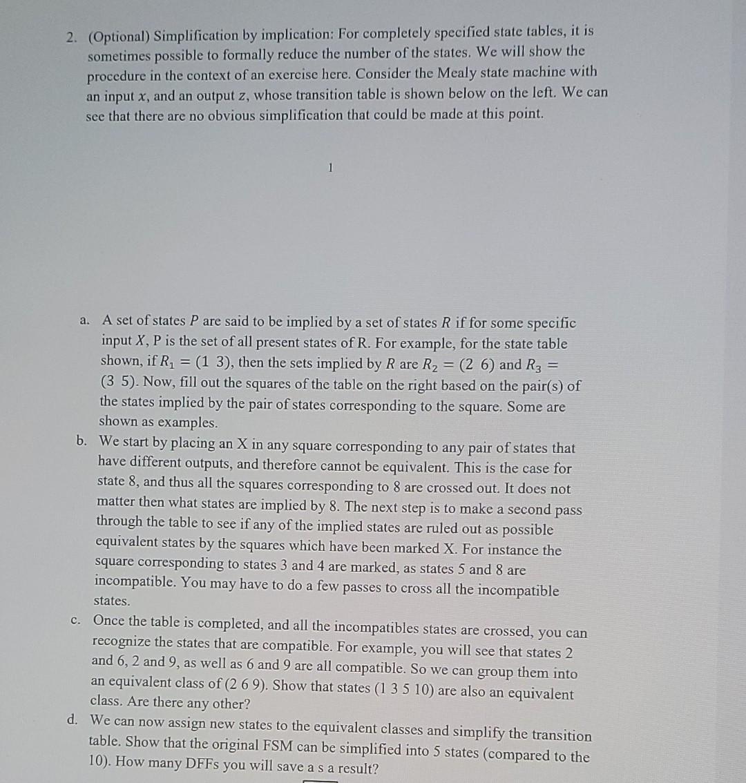 2. (Optional) Simplification by implication: For | Chegg.com