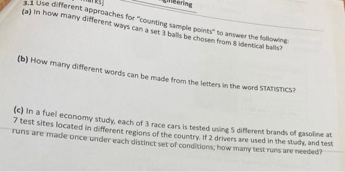 Solved 3.1 Use different approaches for "counting sample | Chegg.com