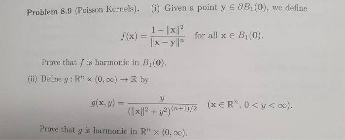Solved Problem 8.9 (Poisson Kernels). (i) Given a point y E | Chegg.com