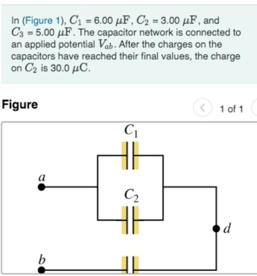 Solved In (Figure 1), C1 = 6.00 uF, C2 = 3.00 uF, and C3 = | Chegg.com