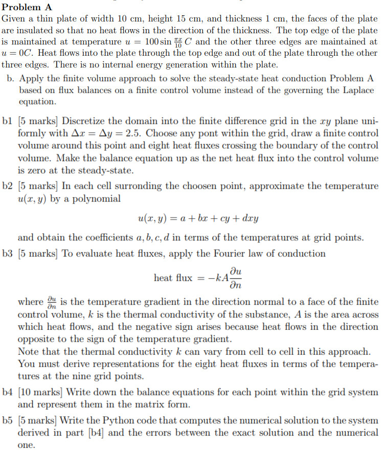 Solved Problem AGiven a thin plate of width 10cm, ﻿height | Chegg.com