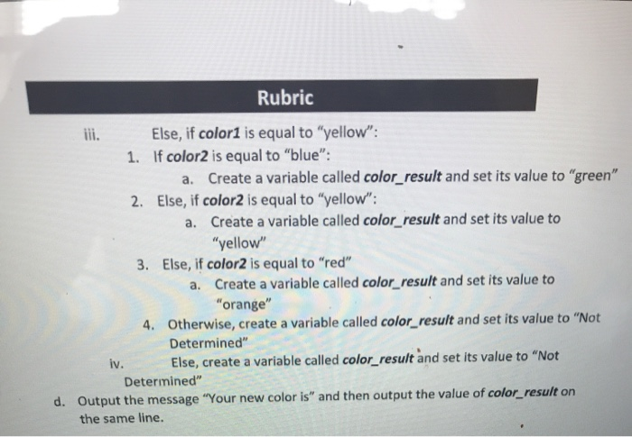 Solved 3. Let's Create a Color Mixer Program! Complete the | Chegg.com