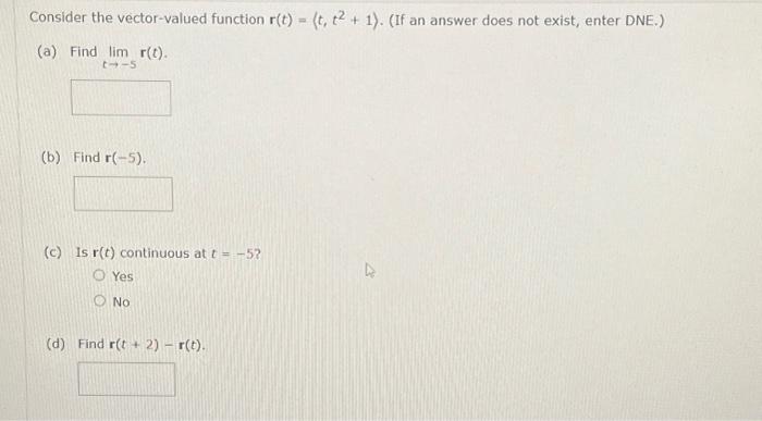Solved Consider the vector-valued function r(t)= t,t2+1 . | Chegg.com
