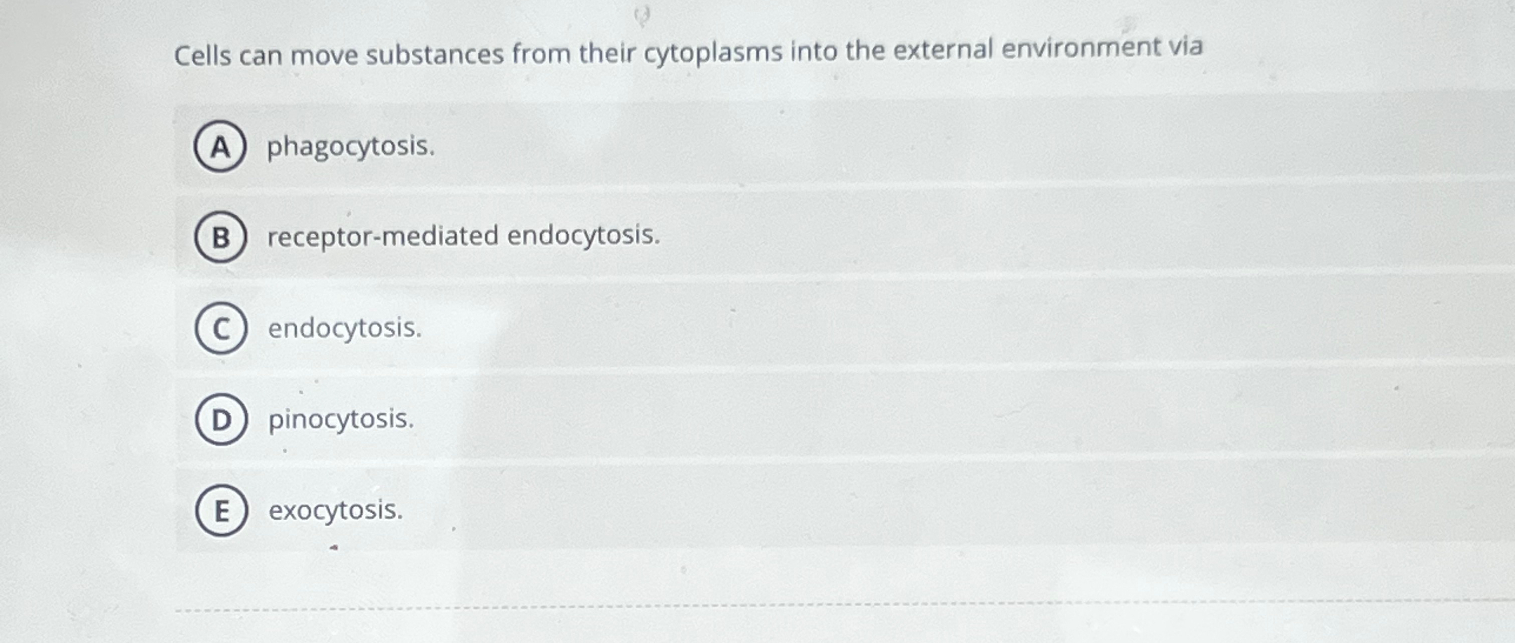 Solved Cells can move substances from their cytoplasms into | Chegg.com