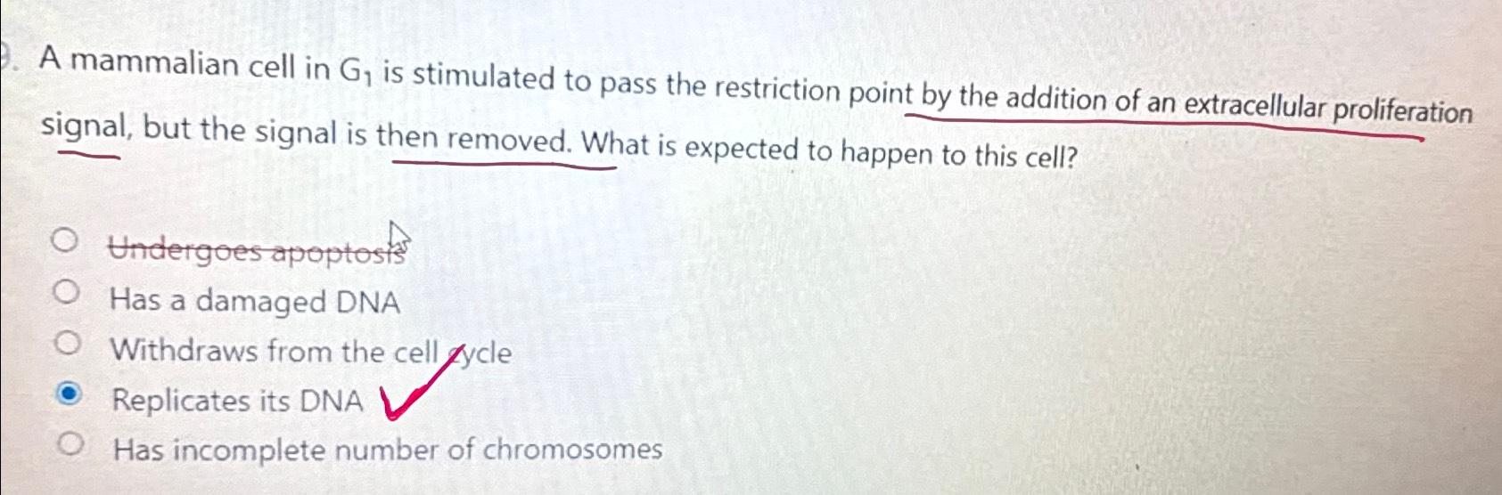 Solved A mammalian cell in G1 ﻿is stimulated to pass the | Chegg.com