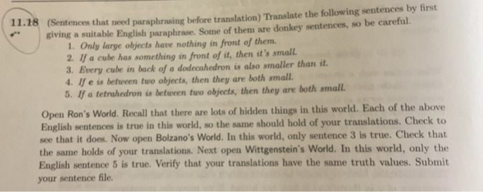 Solved Symbolic Logic (language proof and logic) —translate | Chegg.com