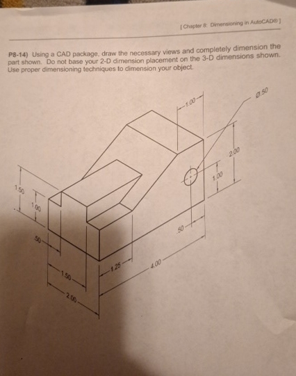 Solved [Chapter &: Dimensioning in AutoCADO]P8-14) ﻿Using a | Chegg.com