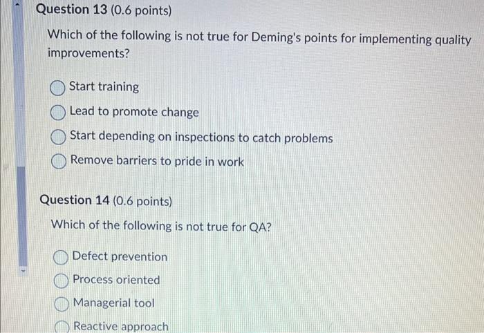 Solved Which of the following is not true for Deming's | Chegg.com