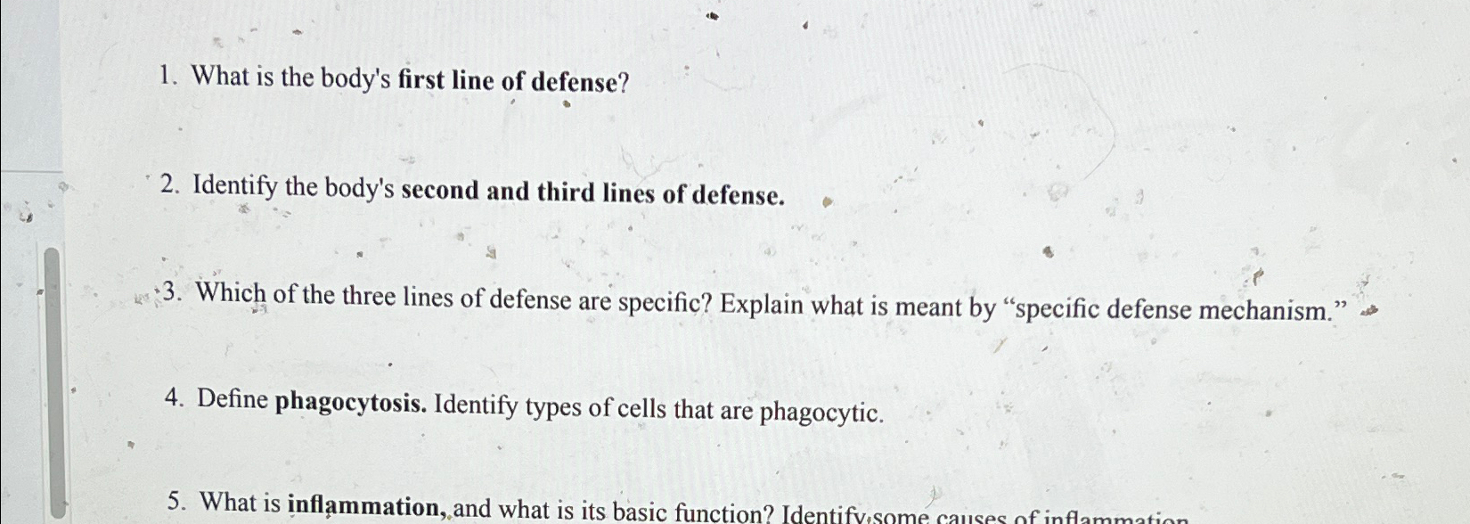 Solved What is the body's first line of defense?Identify the | Chegg.com