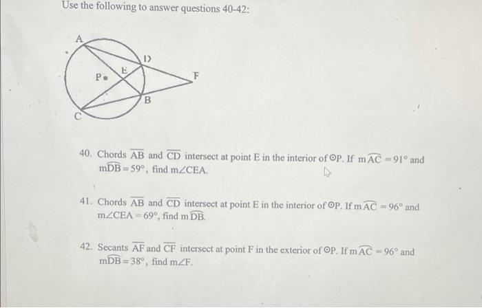 Solved Use the following to answer questions 40-42: 1) E Po | Chegg.com