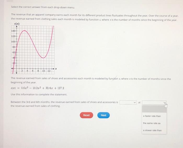 Solved Select the correct answer from each drop-down menu. | Chegg.com