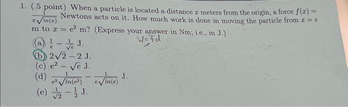 Solved 1 1. (.5 point) When a particle is located a distance | Chegg.com