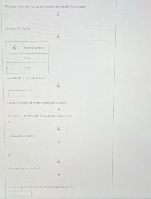 Solved The table below summarizes the sampling distribution | Chegg.com