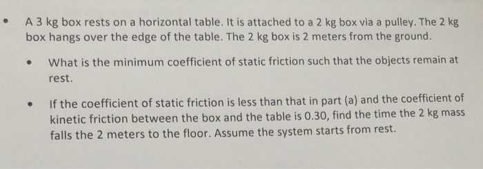 Solved A 3 kg box rests on a horizontal table. It is | Chegg.com