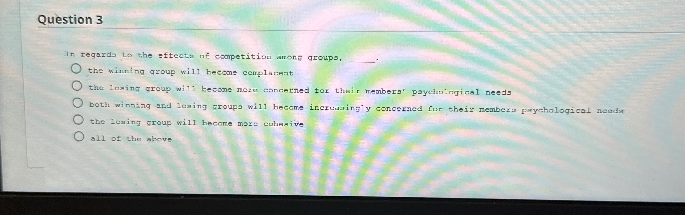 Solved Question 3In regards to the effects of competition | Chegg.com