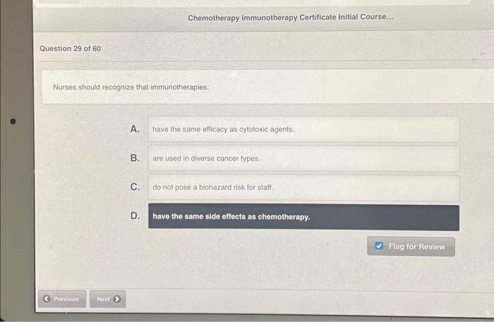 Solved Chemotherapy Immunotherapy Certificate Initial | Chegg.com