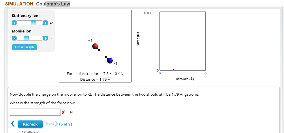 Solved SIMULATION Coulomb's LawNow double the charge on the | Chegg.com