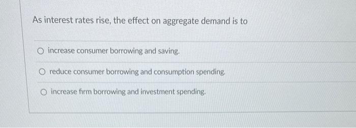 Solved As interest rates rise, the effect on aggregate | Chegg.com