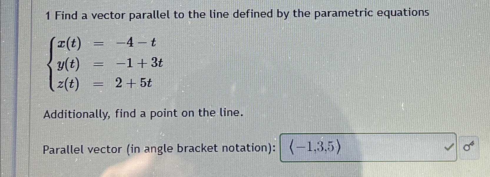 Solved 1 ﻿Find a vector parallel to the line defined by the | Chegg.com