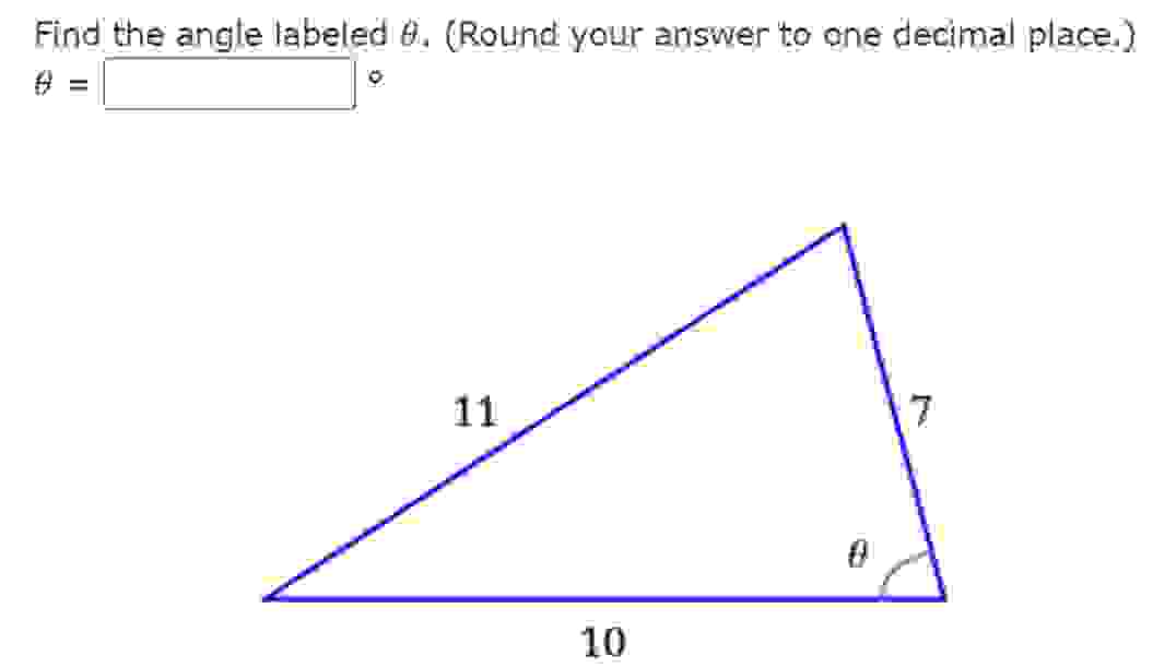 Solved Find the angle labeled θ. (Round your answer to one | Chegg.com