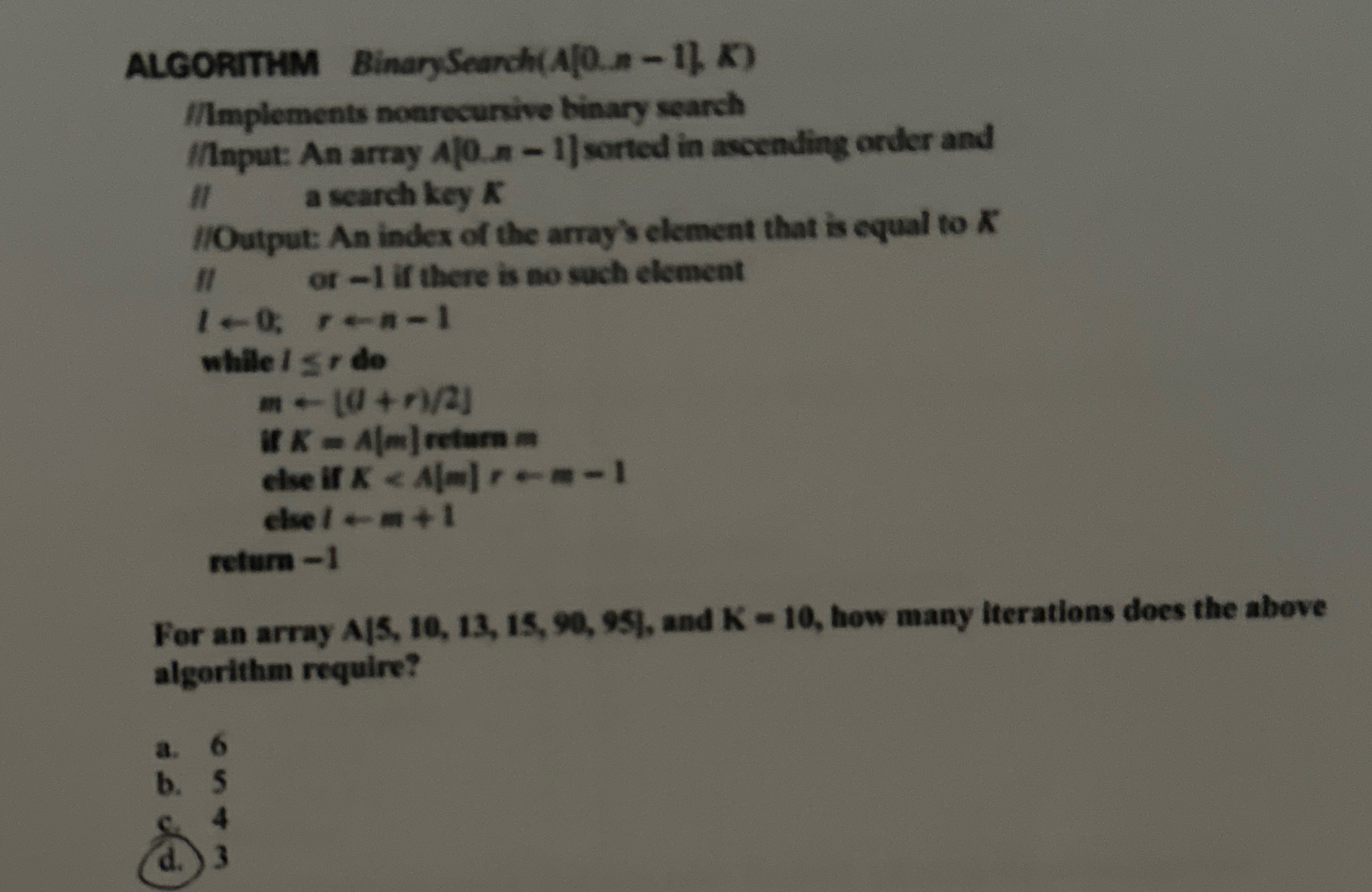 Solved ALGORITMM BinarySearch {0.n-1)"Mmplements | Chegg.com