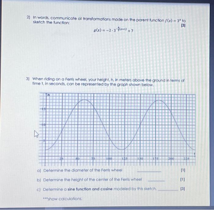 Solved Transformations, Graphs, and Diagrams: 1) For the | Chegg.com