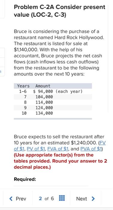 Solved value (LOC-2, C-3) Bruce is considering the purchase | Chegg.com