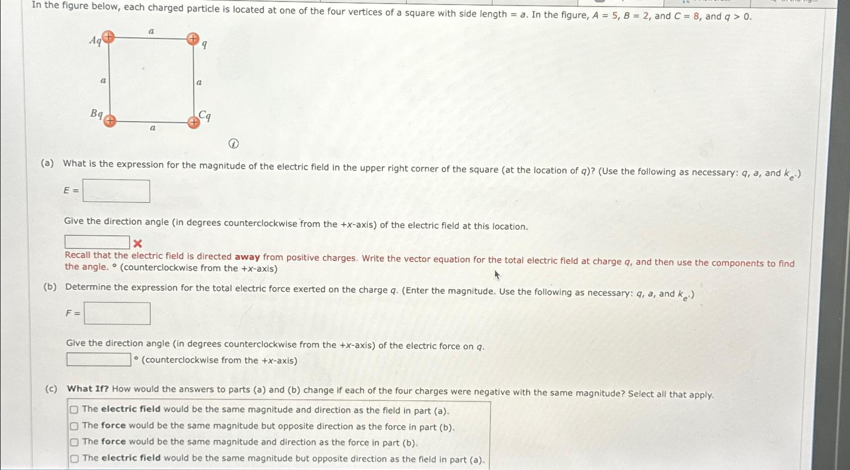 Solved In the figure below, each charged particle is located | Chegg.com