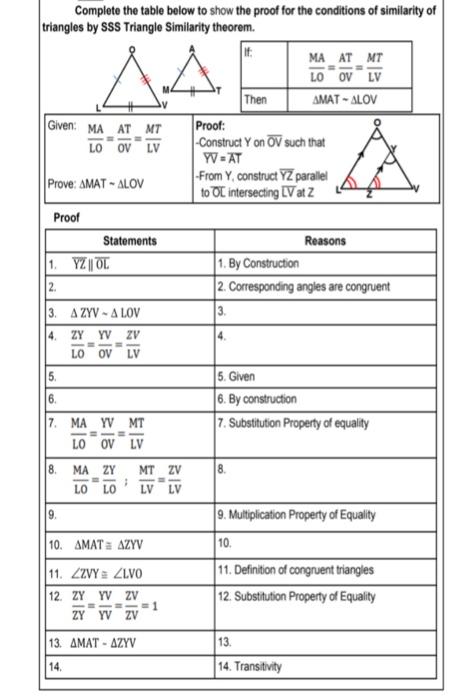Solved АД Complete the table below to show the proof for the | Chegg.com