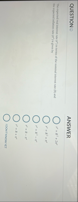 Solved QUESTIONThe expected real interest rate (rr) ﻿in | Chegg.com