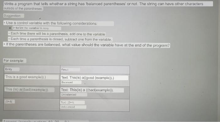Solved Write a program that tells whether a string has | Chegg.com
