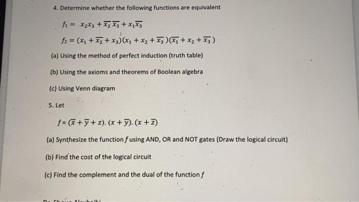Solved 4. Determine whether the following functions are | Chegg.com