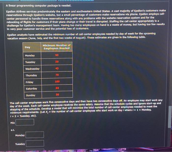 linear programming computer package is needed. | Chegg.com