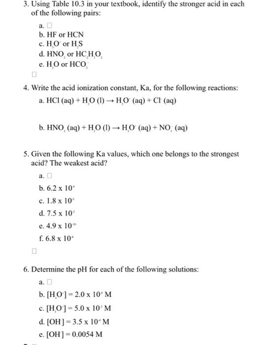 3. Using Table 10.3 in your textbook, identify the | Chegg.com