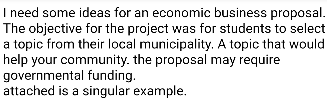 Solved I need some ideas for an economic business proposal. | Chegg.com