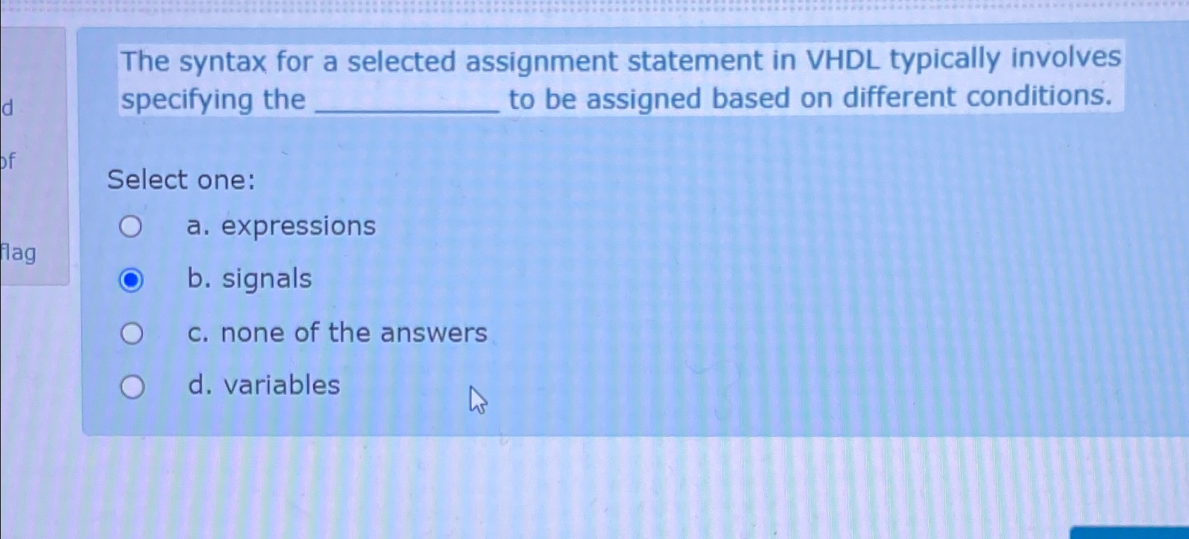 Solved The syntax for a selected assignment statement in | Chegg.com